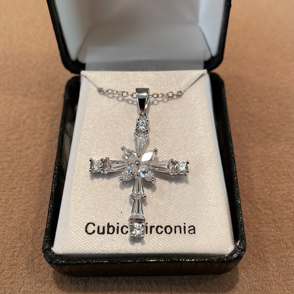 Jewelry | Cubic Zirconia Cross Necklace New In Box | Poshmark